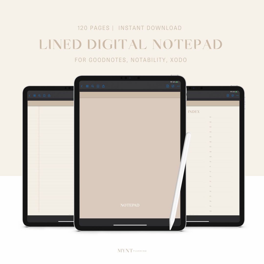 Digital Notepad With Lined Paper Goodnotes Notability Xodo - Etsy