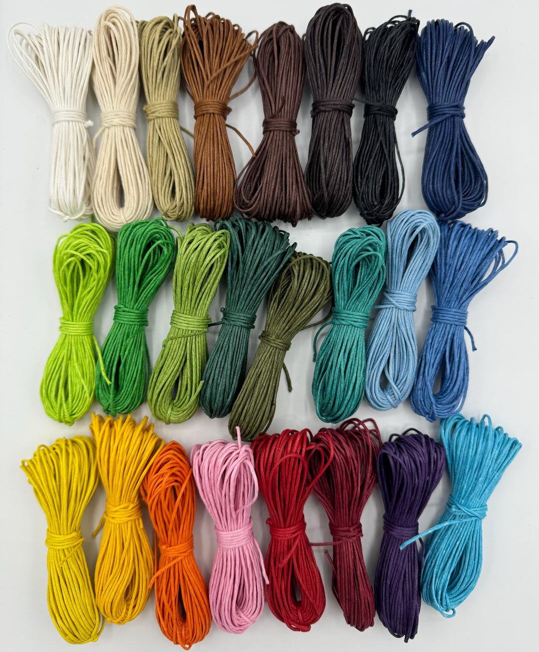 24 Mixed Color 1mm 240 Yards Cotton Waxed Cord Beading String Macrame ...