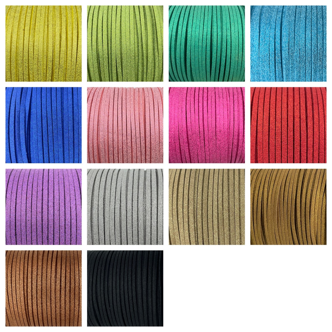 3mm 95 Yards Faux Suede Glitter Metallic Powder Leather Cord Lace ...