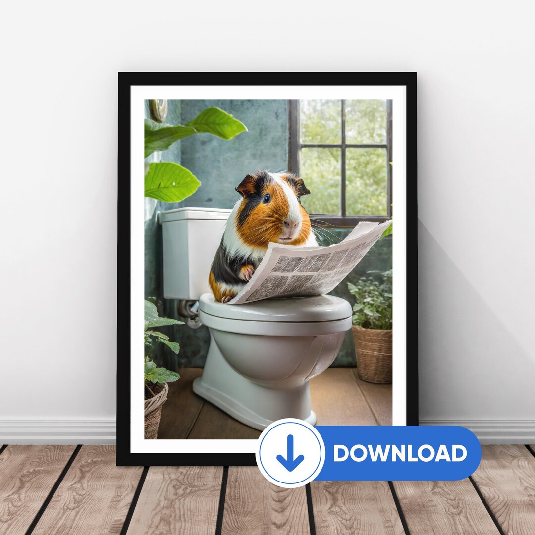 Guinea Pig Toilet Print | Digital Download Bathroom Art | Guinea Pig ...