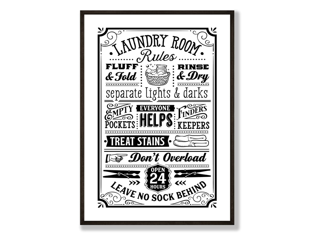 Laundry Room Rules Print - Etsy