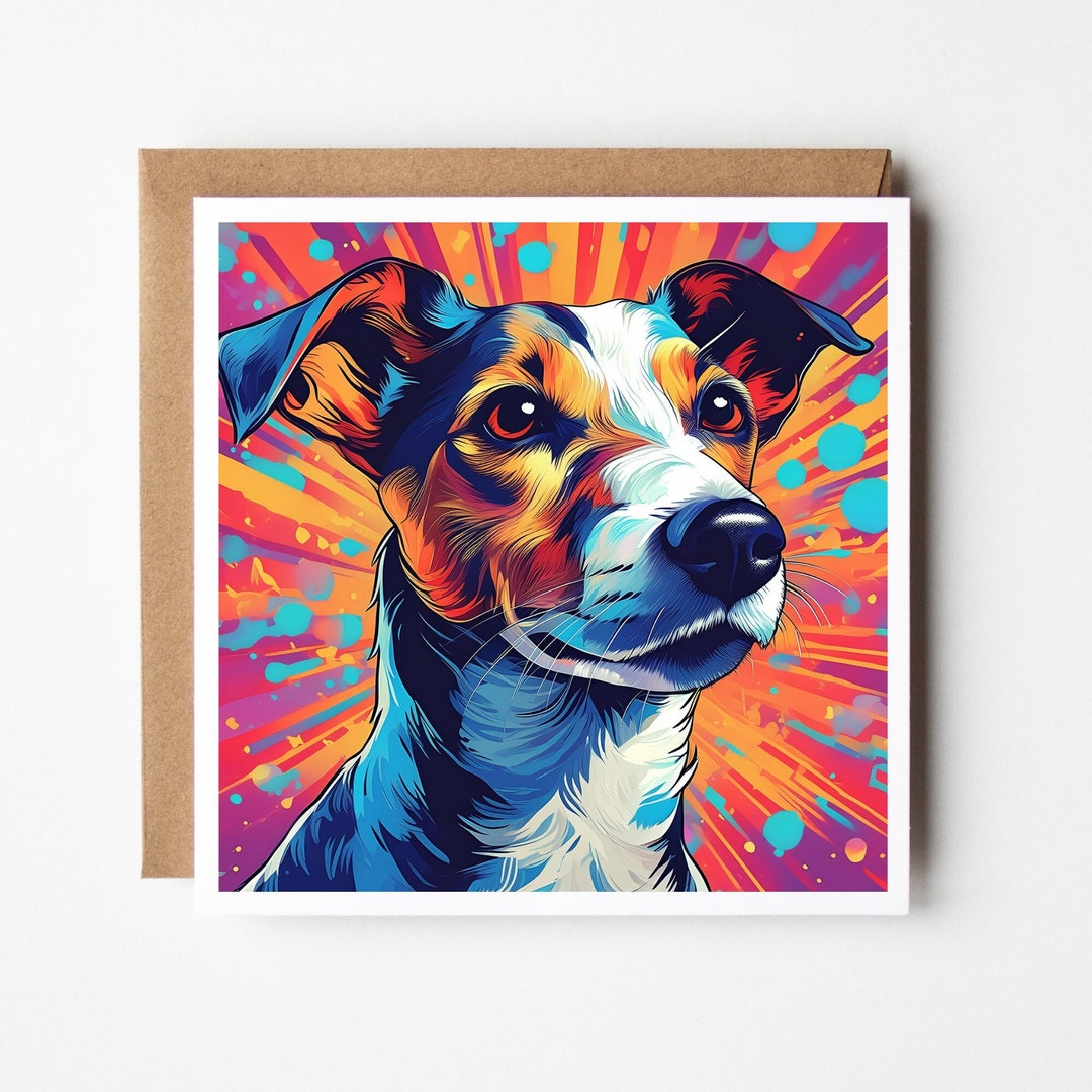 Jack Russell Greeting Card Square Greetings Card With Brown Envelope ...
