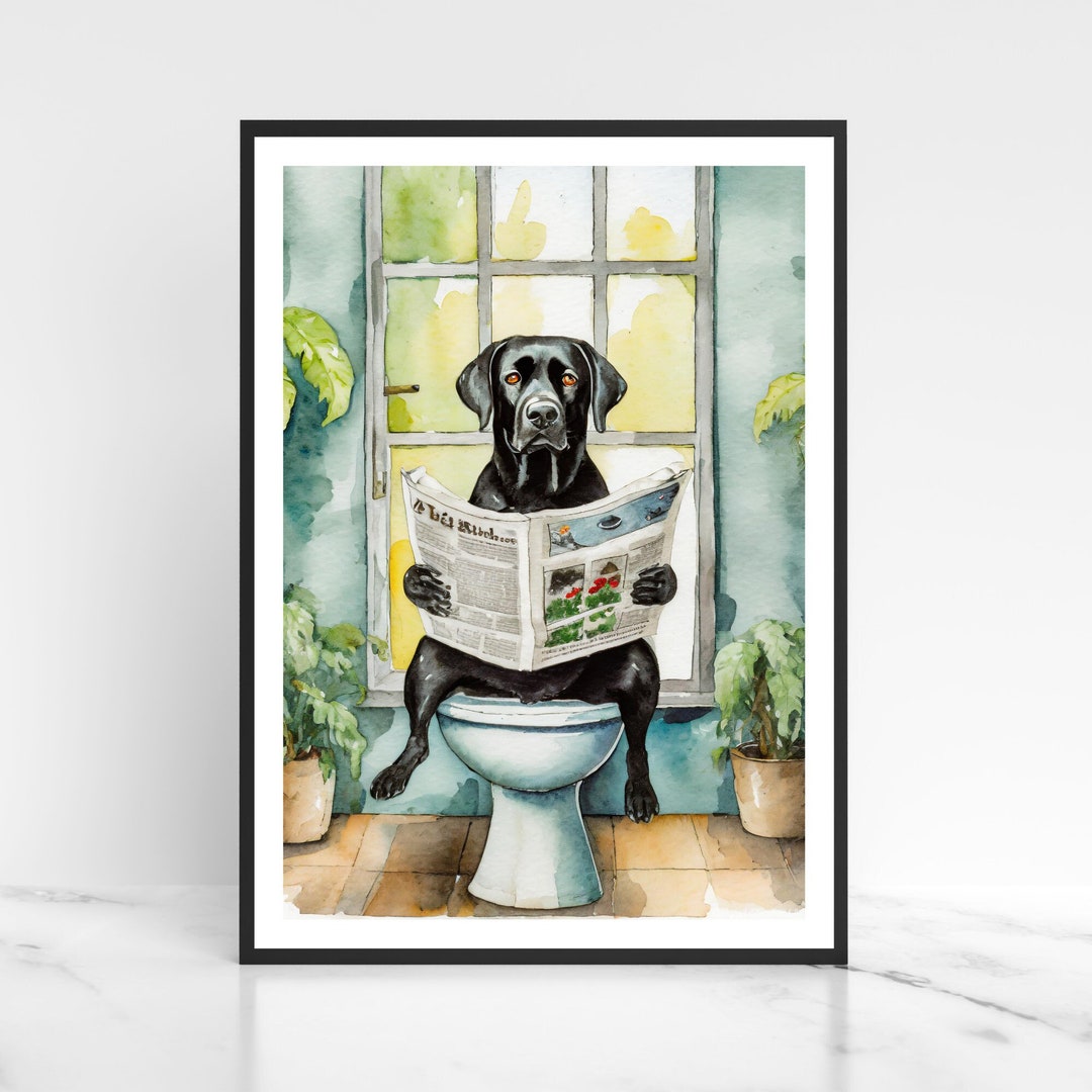 Black Labrador Toilet Print | Funny Dog Print | Black Labrador Bathroom ...
