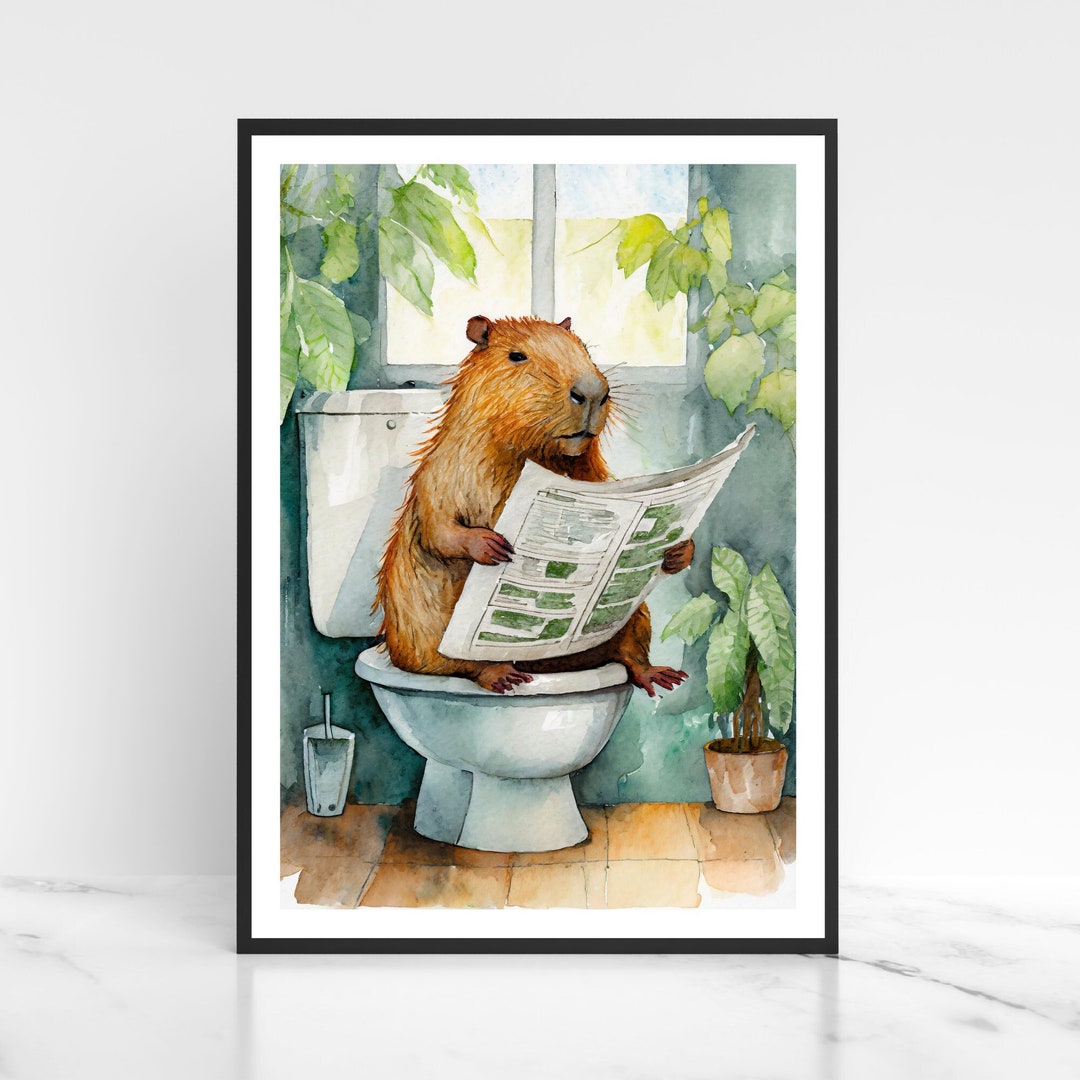 Capybara Toilet Print | Funny Capybara Picture | Capybara Bathroom ...