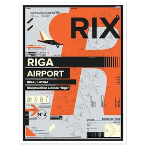 RIX Riga Airport Art Print Starptautiskā Lidosta Rīga RIX Boarding Pass ...