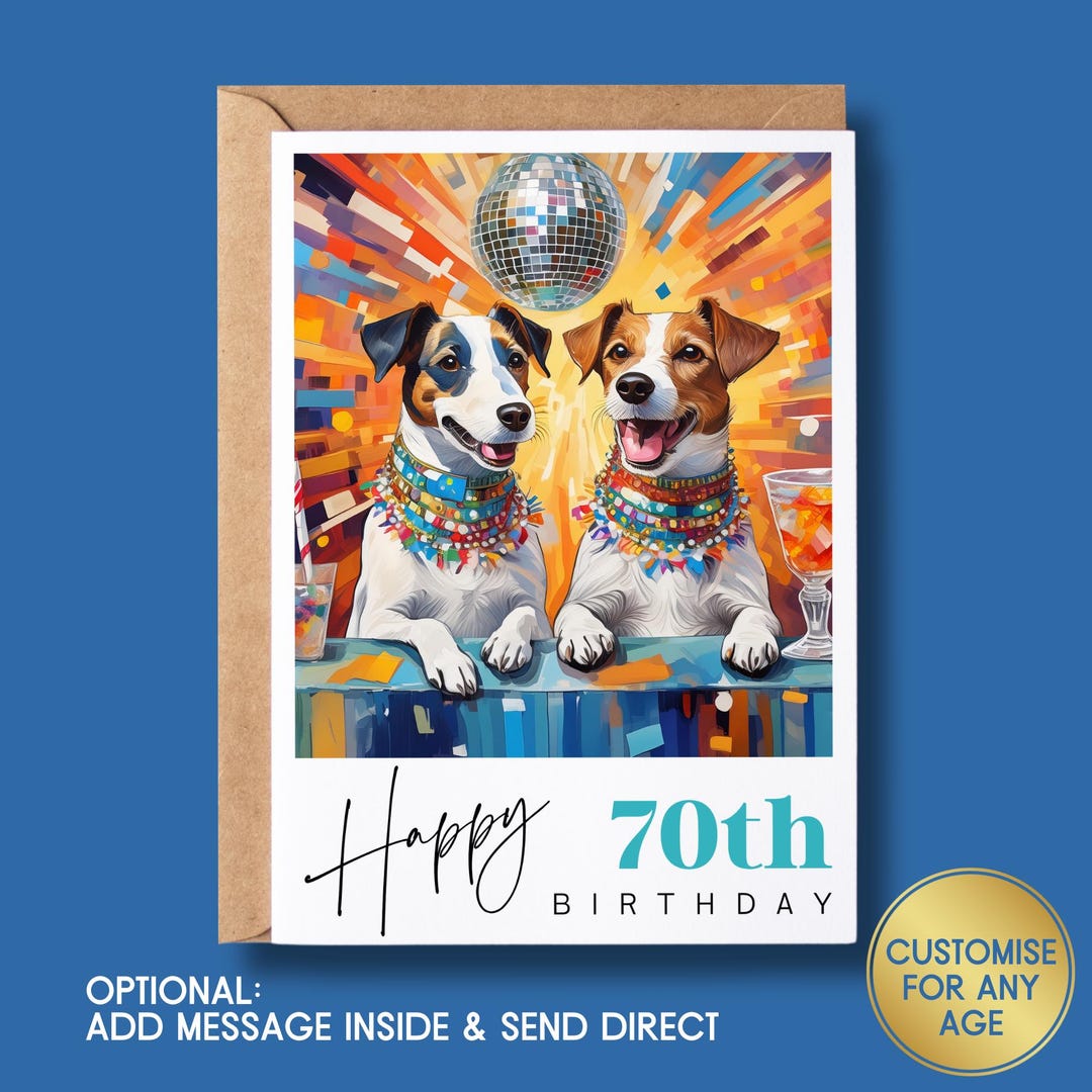 Jack Russells Birthday Greeting Card Add Message Inside Two Jack ...
