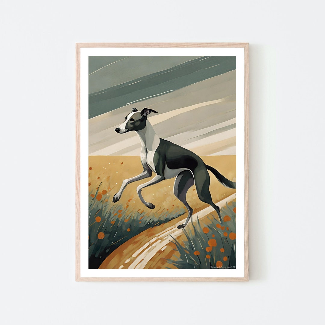 Whippet Art Print Abstract Black and White Whippet Picture Modern ...