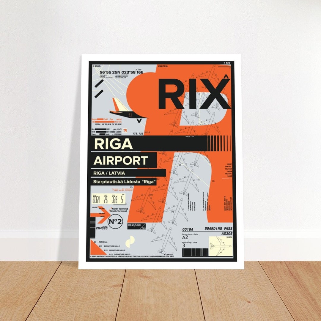 RIX Riga Airport Art Print Starptautiskā Lidosta Rīga RIX Boarding Pass ...