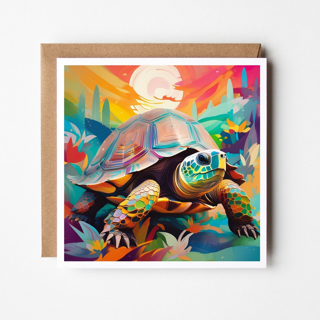 Tortoise Greeting Card | Square Greetings Card | Blank Inside or Add ...