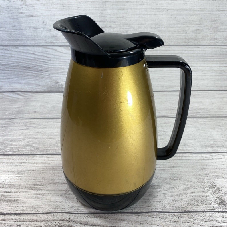 Thermo Serv Coffee Carafe Diner Server Insulated Pitcher Gold Vintage ...