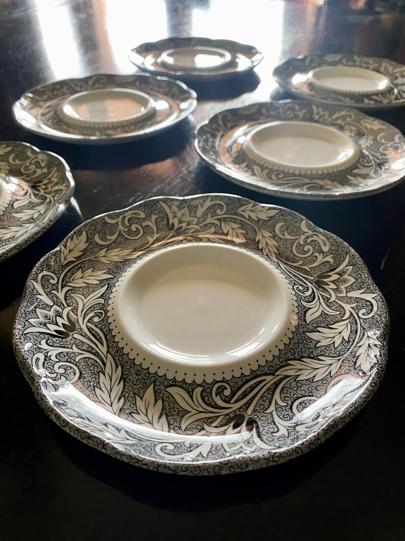 Vintage Black White Transferware Dishes J & G Meakin - Etsy