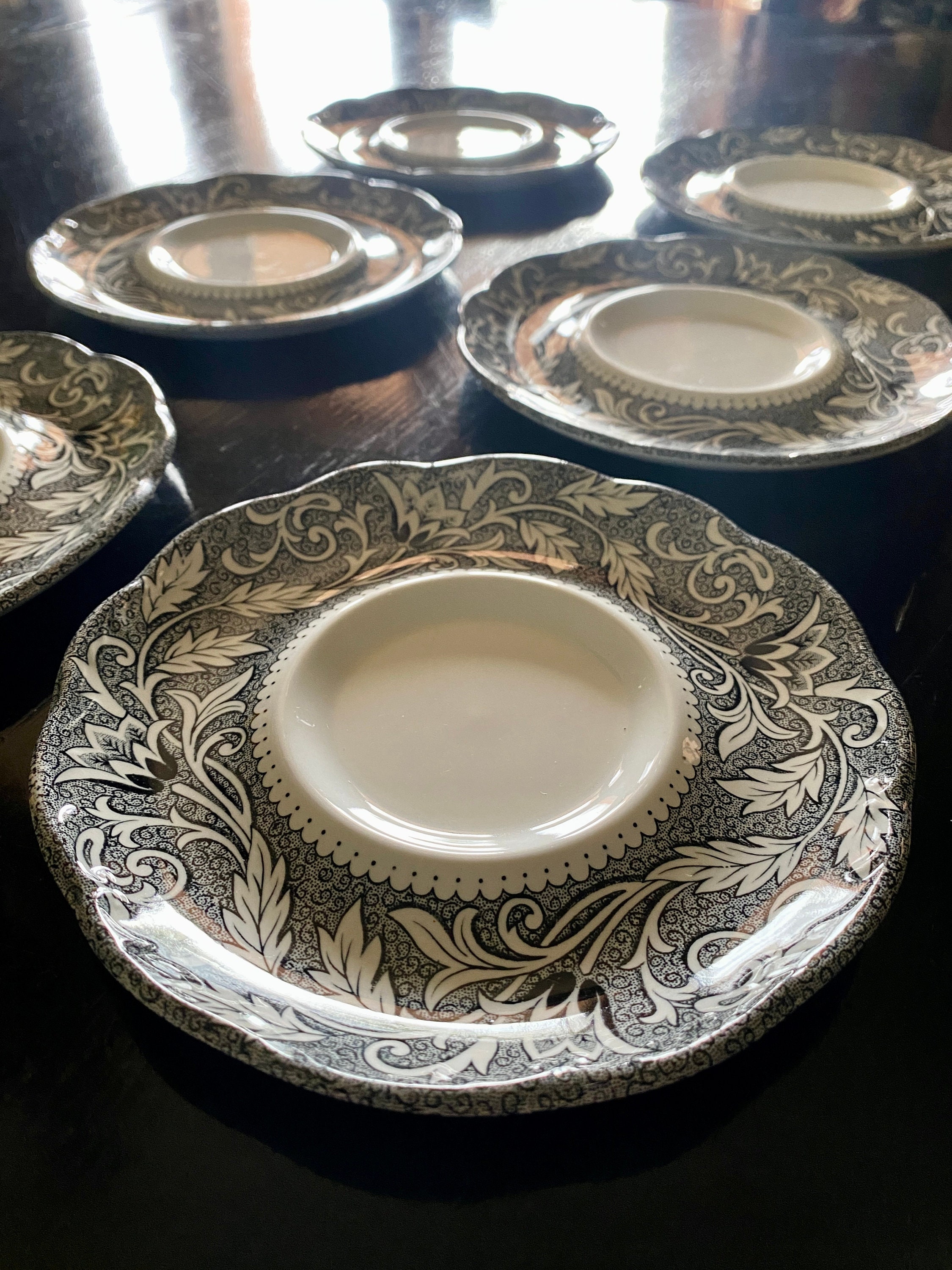 Vintage Black White Transferware Dishes J & G Meakin - Etsy