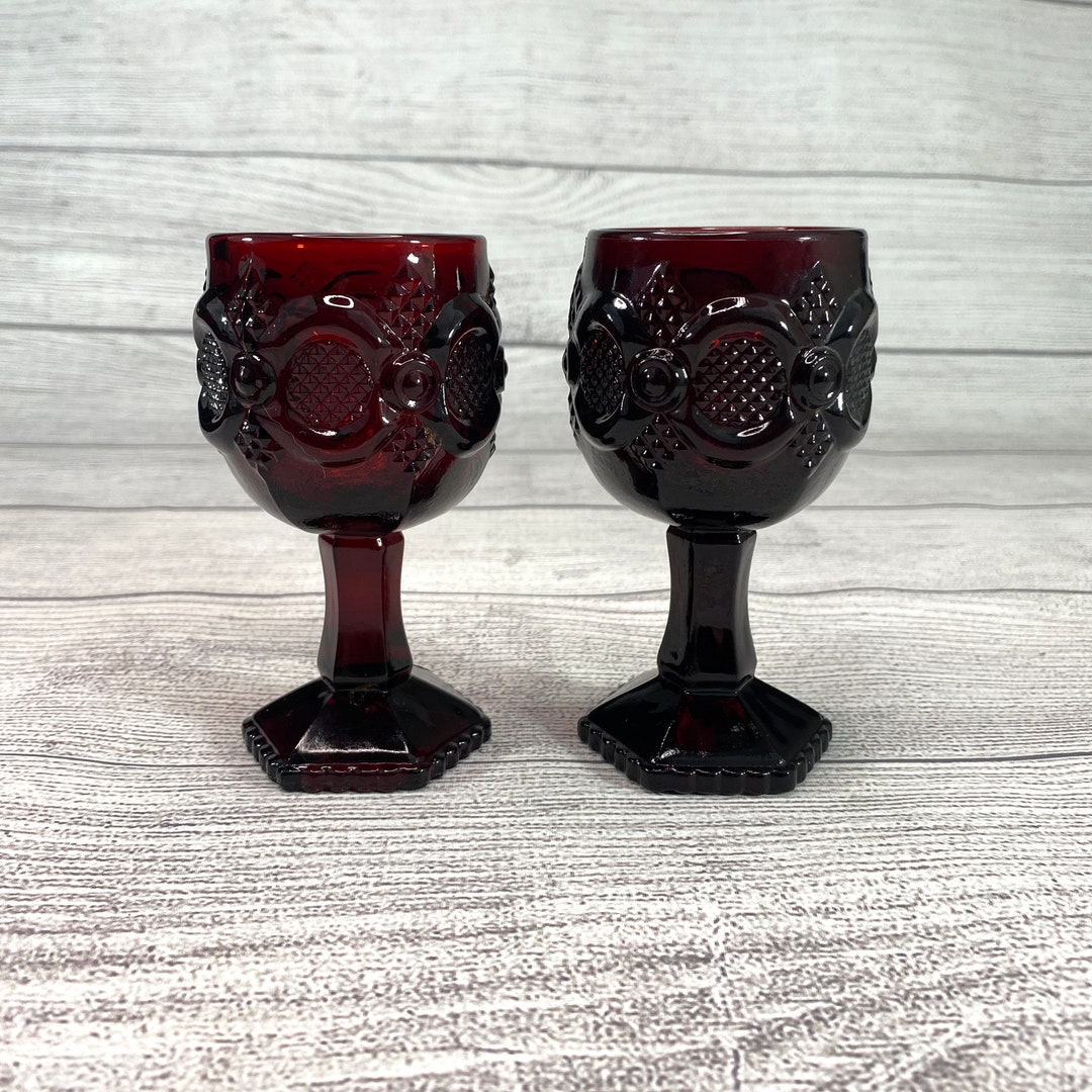 Vintage Avon Ruby Red Wine Goblets Cape Cod Collection SET OF TWO - Etsy
