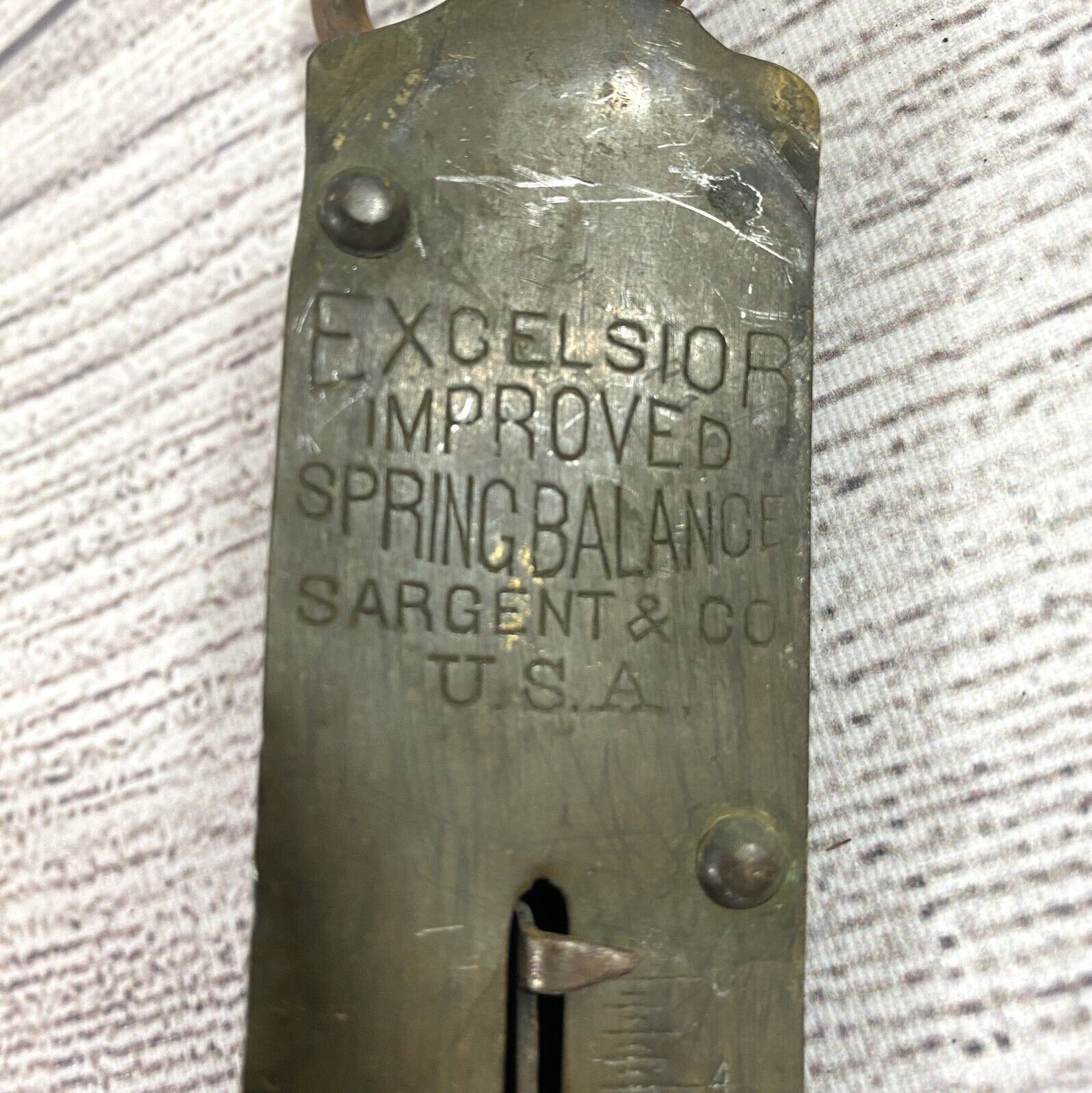 Antique Brass Hanging Scale Excelsior Improved Spring Balance 20 Lb USA ...