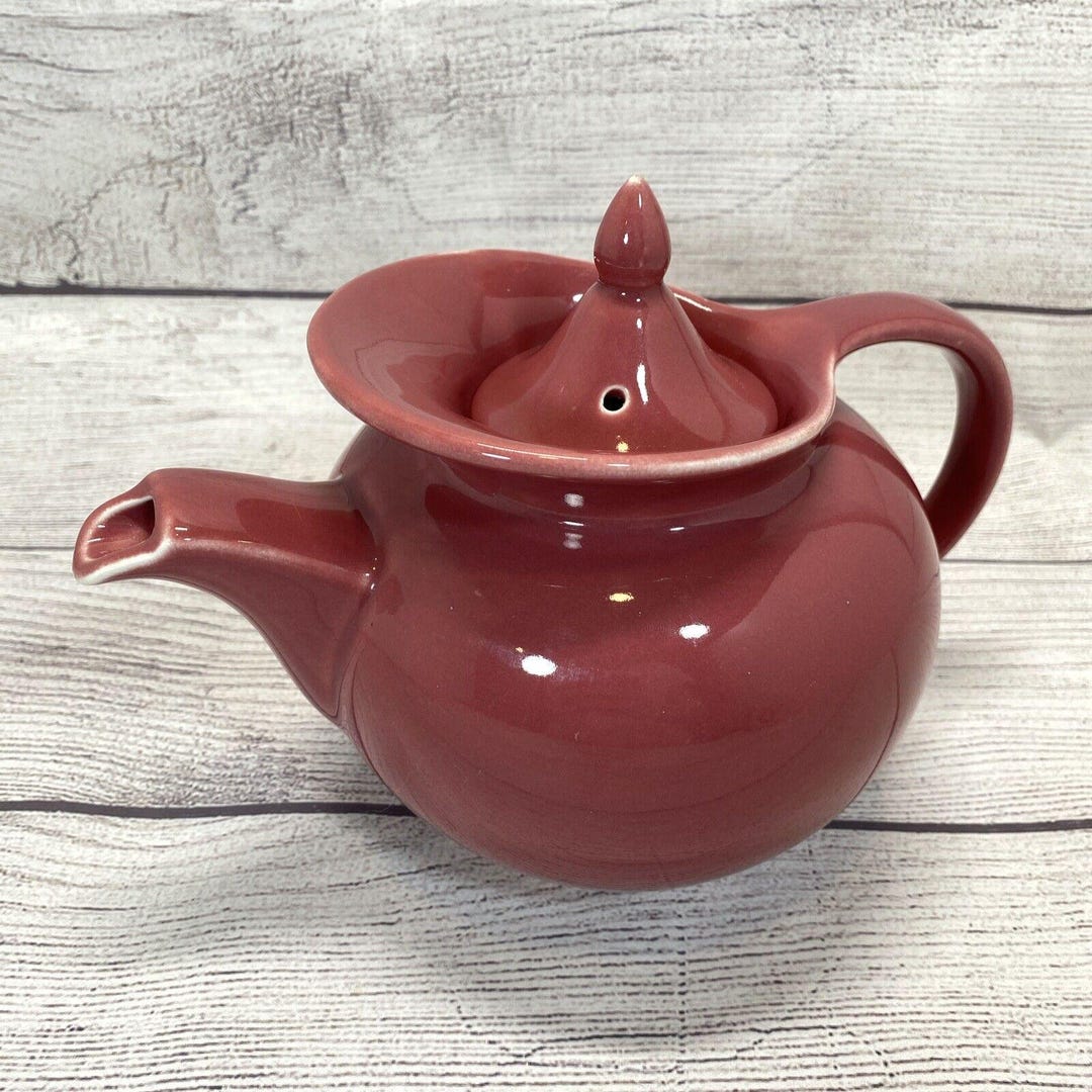 Vintage Hall Ceramic Teapot Windshield Pink Mauve Art Deco Mid-century ...