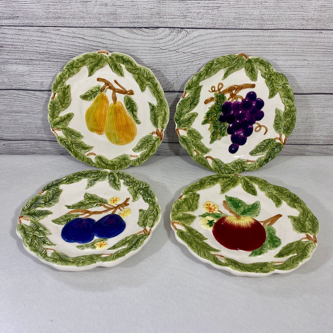 Charter Club Summer Grove Plates Dessert or Salad Embossed Fruit ...