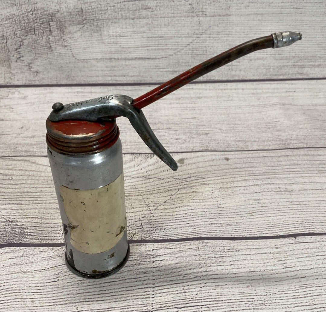 Vintage Oil Can Golden Rod Red Top Pump Oiler Tin Made in USA - Etsy