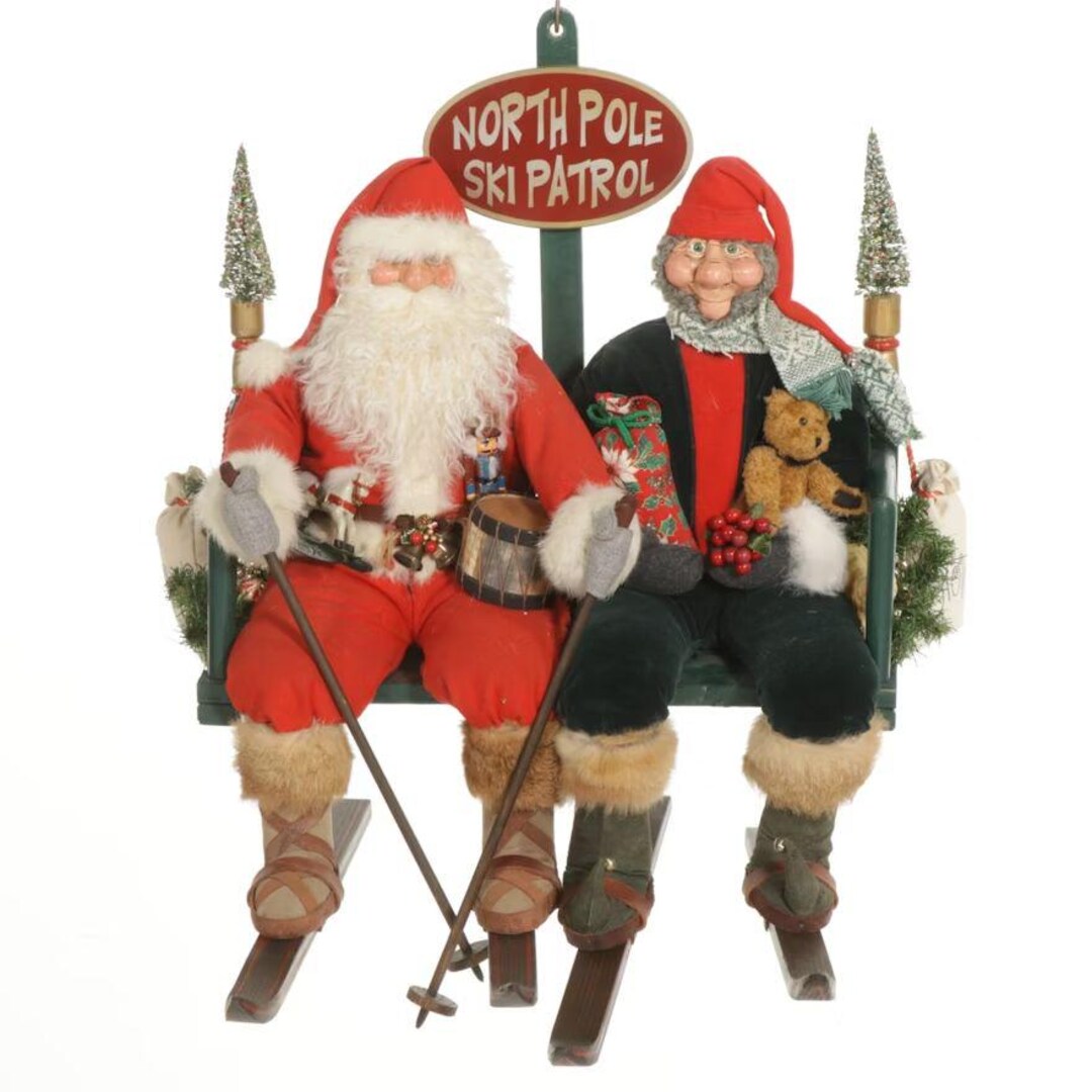 Brian Kidwell "north Pole Ski Patrol" Santa & Elf Christmas Decor 1996 ...
