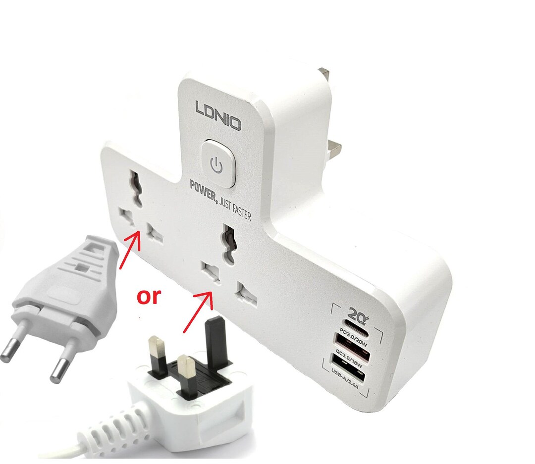 UK Wall Plug Adapter, EU Extension, Universal Multi Socket , Night ...