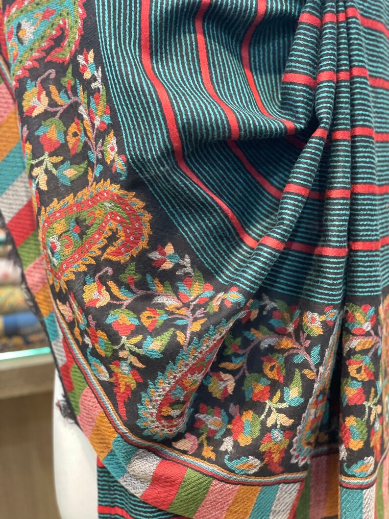 Kashmiri Kani Embroidery Designer Shawl Pure Cashmere Wrap - Etsy