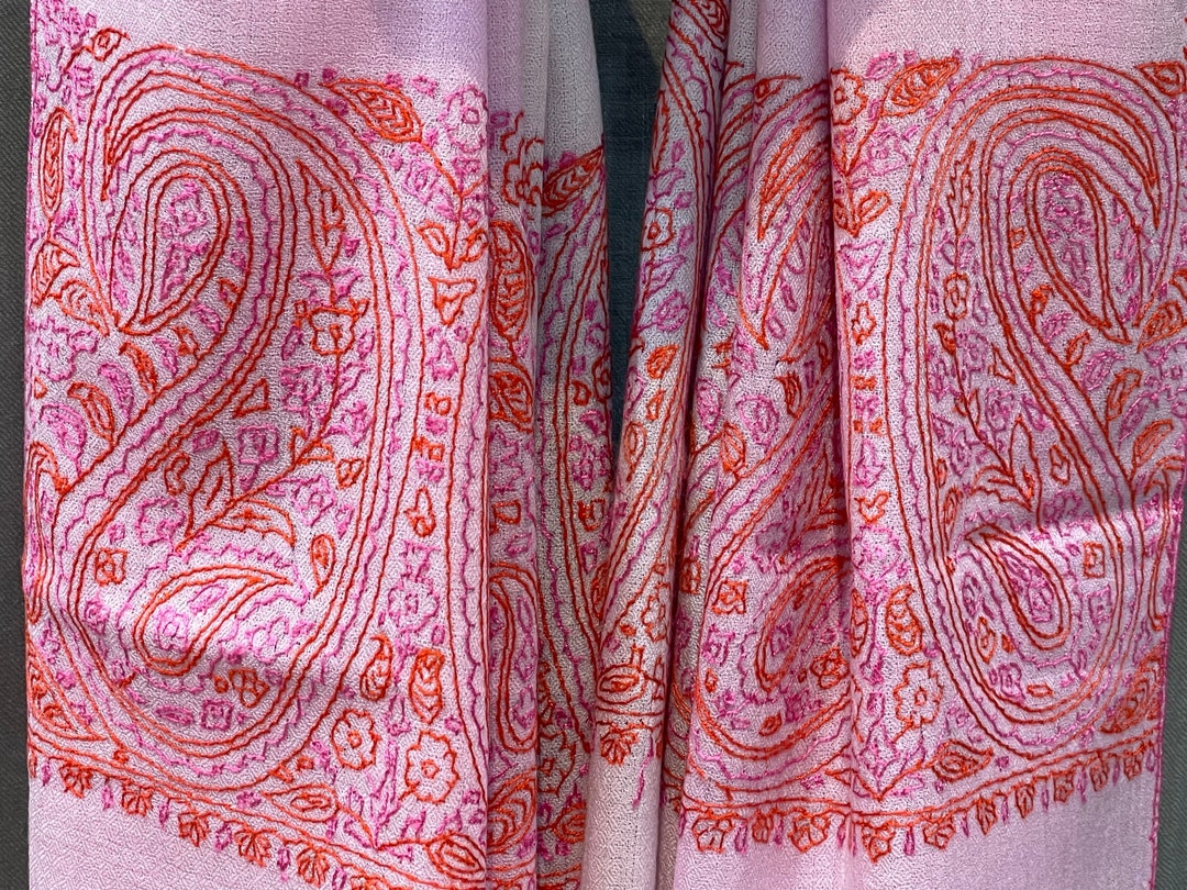 Embroidered Kashmiri Scarf, Designer Kashmiri Shawl, Cashmere Pashmina ...