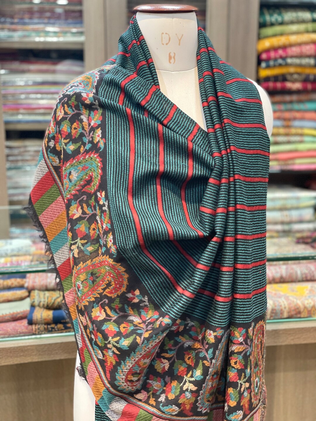 Kashmiri Kani Embroidery Designer Shawl, Pure Cashmere Wrap, Cashmere ...