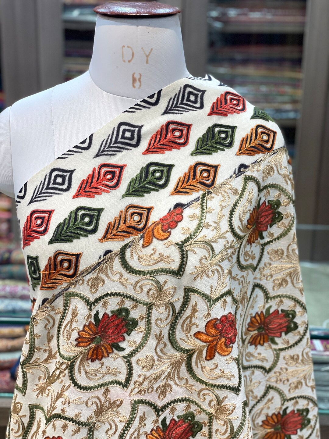 Pure Wool Kashmiri Aari Scarf, Embroidered Kashmiri Shawl, Designer ...