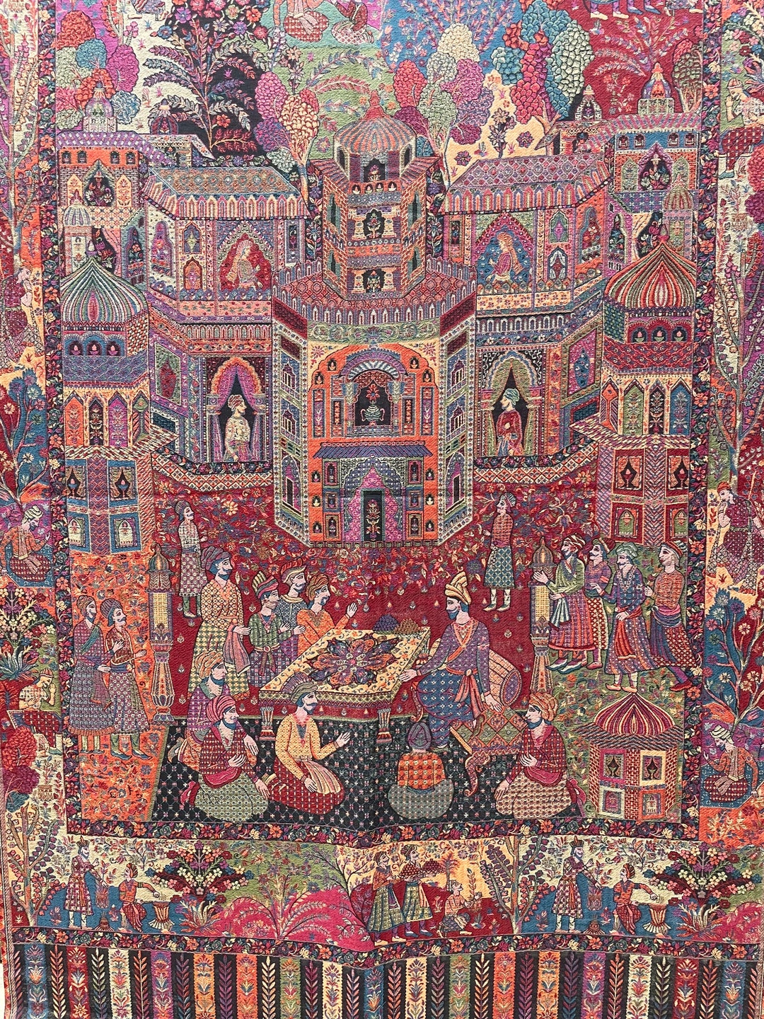 Kalamkari Embroidery Kani Weave Kashmiri Scarf, Cashmere Pashmina Shawl ...