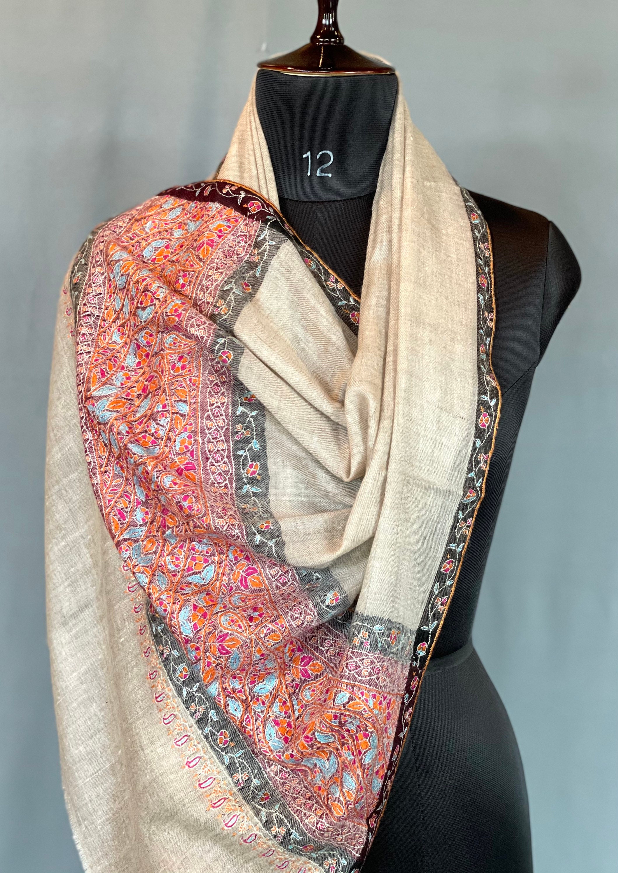 Embroidered Pashmina Scarf Pashmina Shawl Kashmiri Shawl Etsy