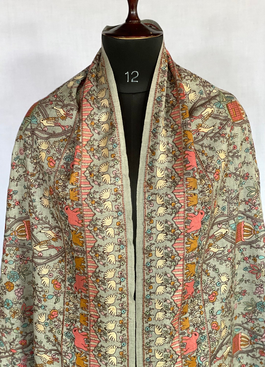Kashmiri Traditional Embroidery Jamawar Pure Cashmere Wool Shawl, Soft ...