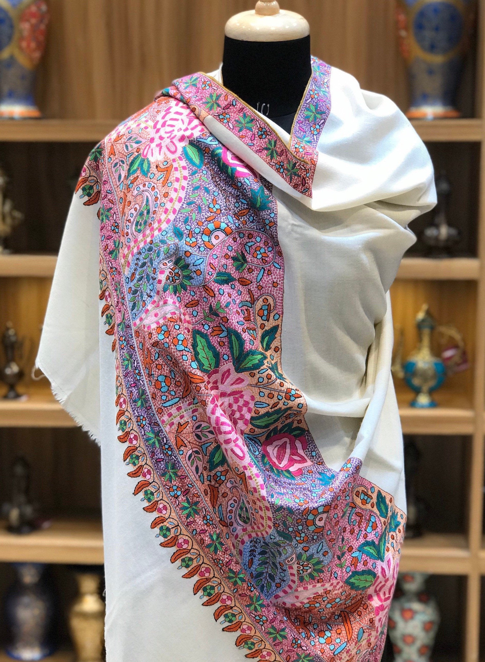Cashmere Pashmina Handmade Shawl Needle Embroidered Pashmina Etsy