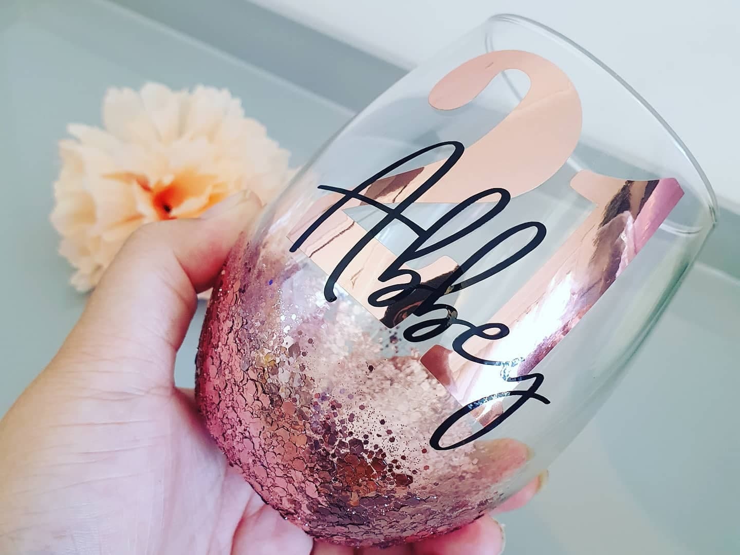 Personalised Glitter Wine Glass 18th 21st Birthday 30th Etsy