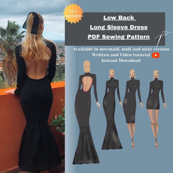 Backless Dress Pattern - Etsy