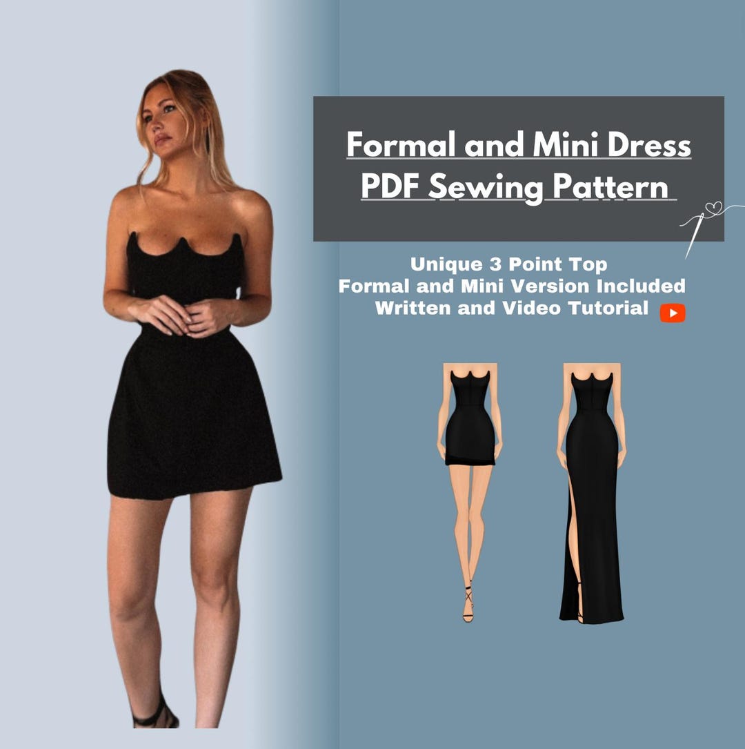 Formal Dress Digital Sewing Pattern PDF L Size XS-3XL L Unique Corset ...