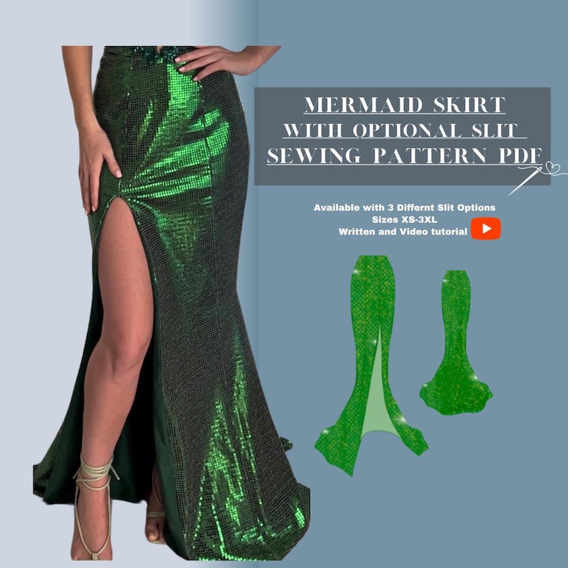 Mermaid Slit Skirt Pattern - Etsy