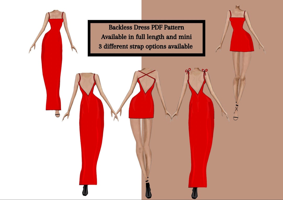 Backless Dress PDF Sewing Pattern With Instructions I Sizes XS-3XL I ...