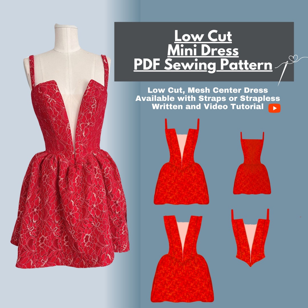 Low Cut Skater Dress Sewing Pattern I PDF Womans Dress Pattern I V Neck ...