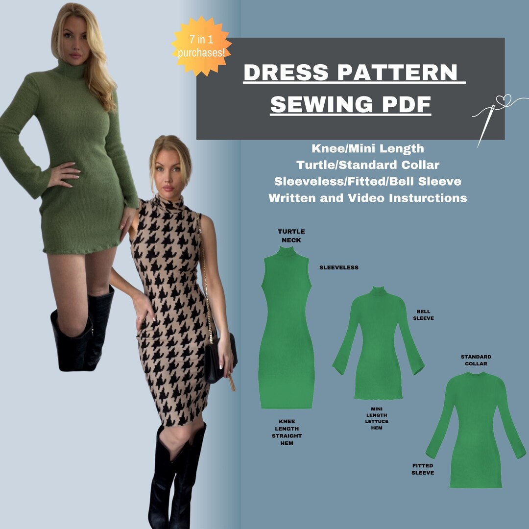 Dress Sewing PDF Pattern I Sweater Dress Pattern I Dress Sewing Pattern ...