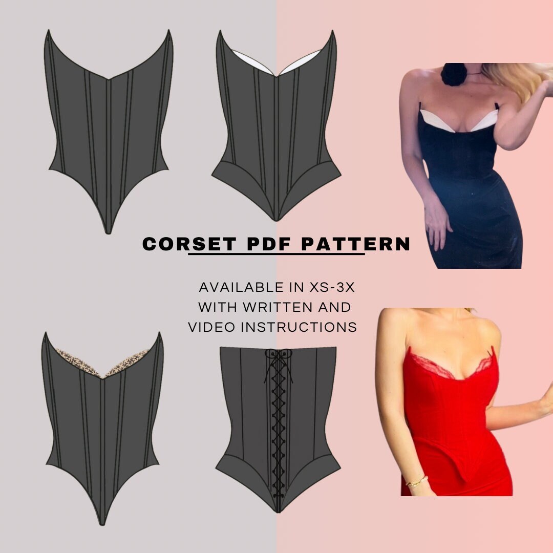 Womans Corset Pattern I Pdf Sewing Pattern I LACE UP CORSET I Sizes Xs ...