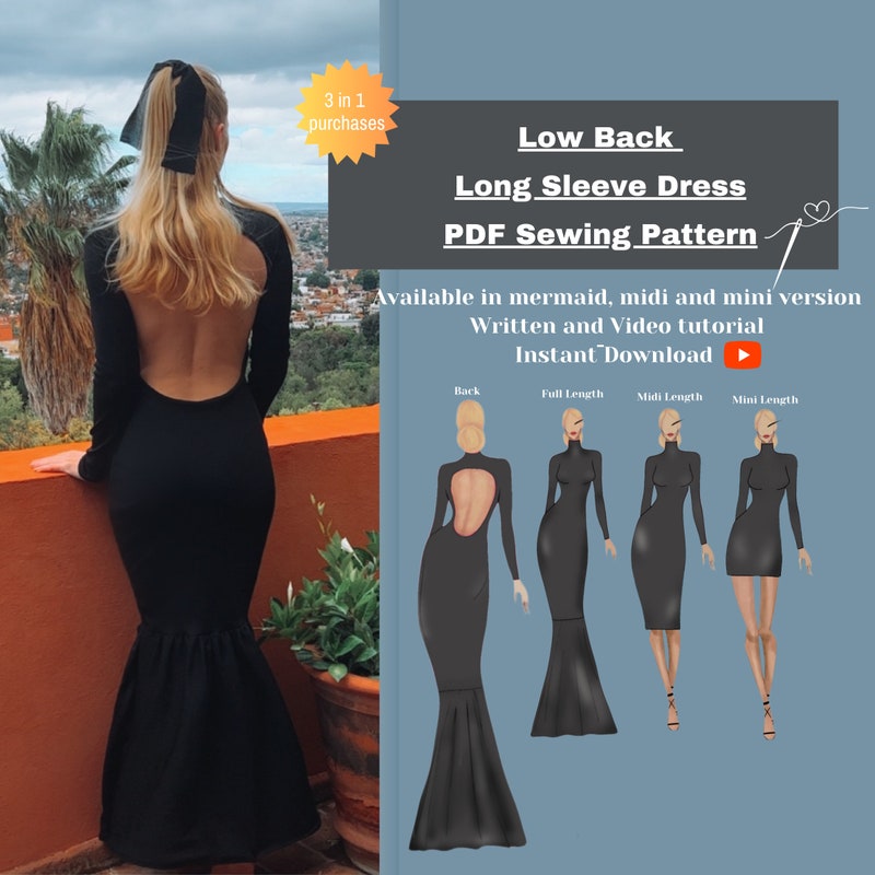 Backless Dress Pattern - Etsy