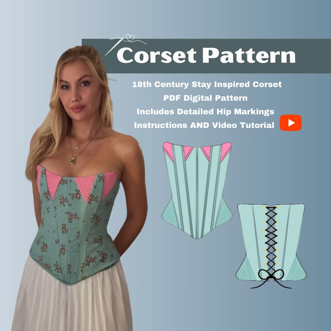 Corset Sewing Digital Pattern PDF - 18th Century Inspired Stay W/ Lace ...