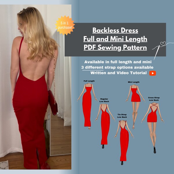 Backless Dress Pattern - Etsy
