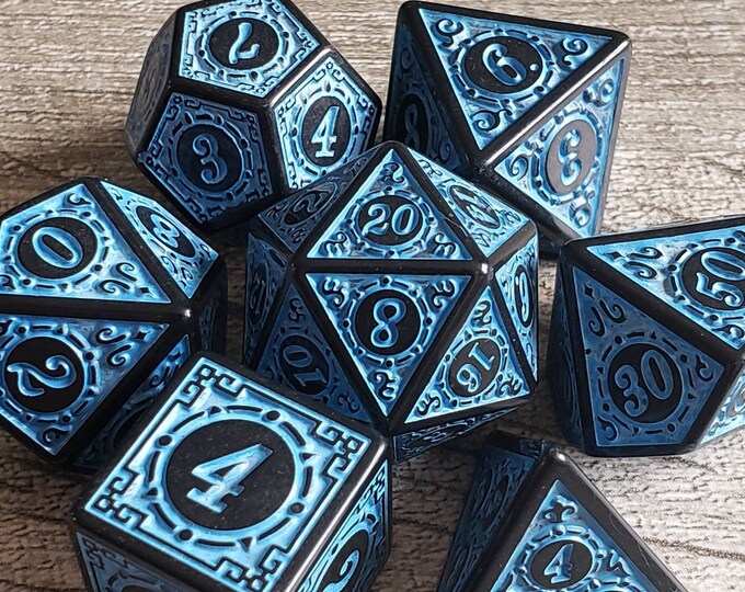 Dragonborn Knight Blue 7 Pc Dice Set Dragon Hoard Tabletop RPG Dice ...