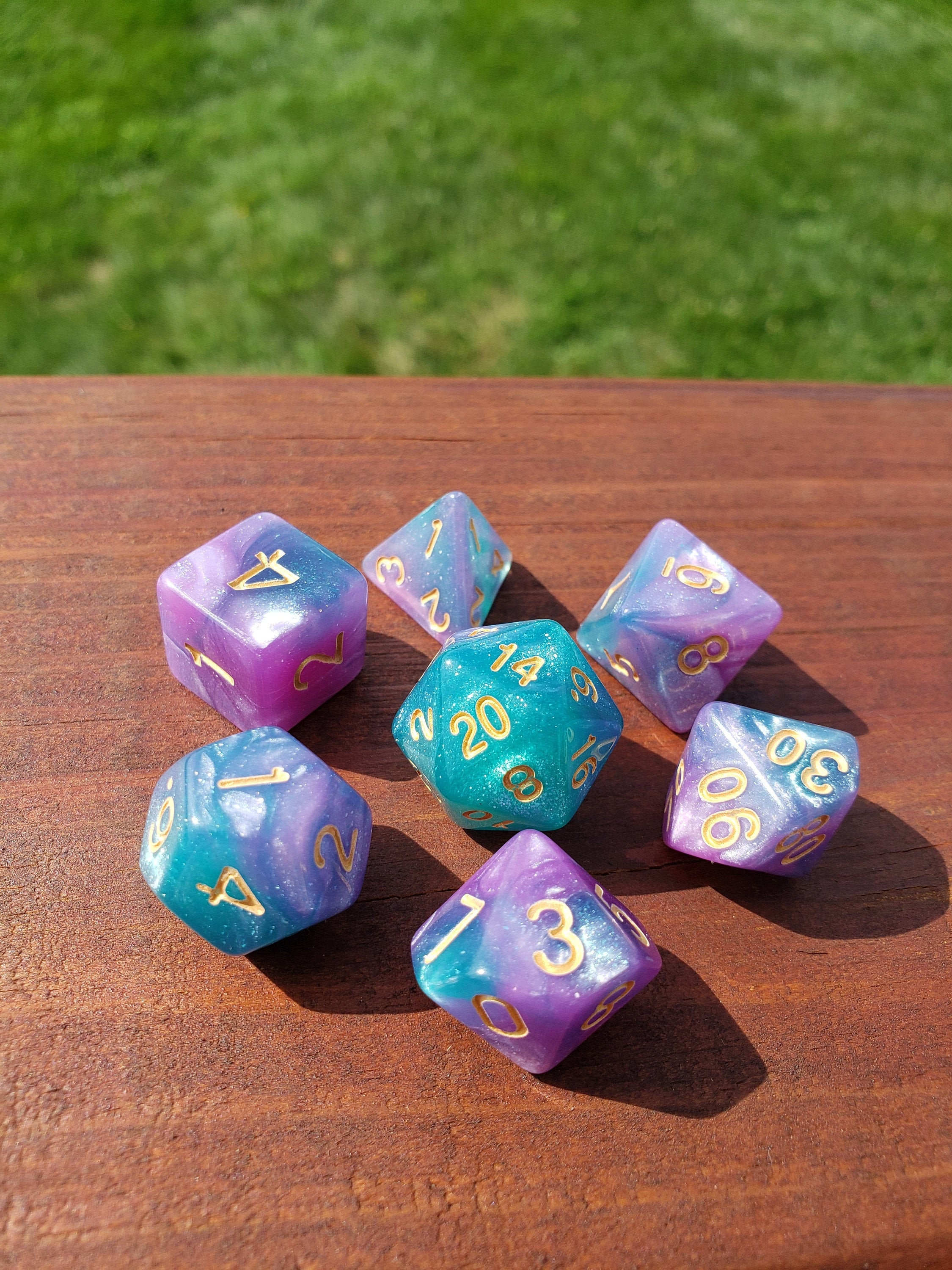 Astral Dragon Purple & Teal 7 Pc Dice Set Dragon Hoard - Etsy