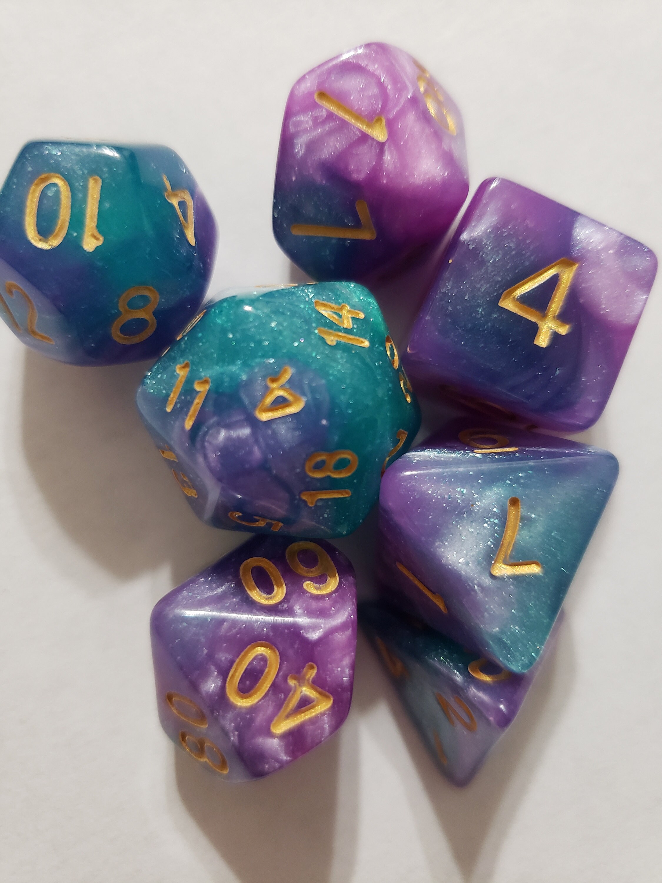 Astral Dragon Purple & Teal 7 Pc Dice Set Dragon Hoard - Etsy