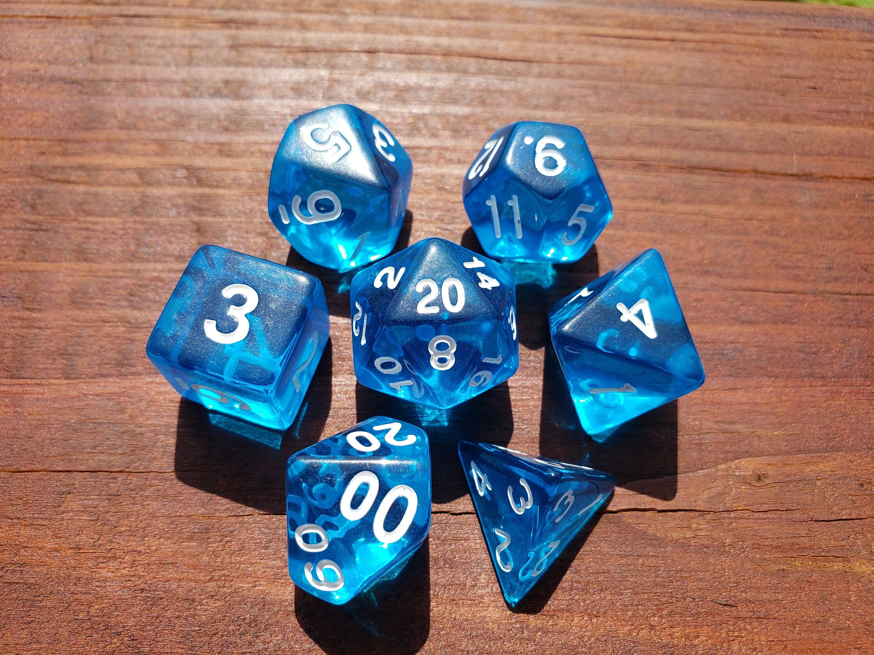 Simply Clear Blue 7 pc dice set d&d RPG Table Top Gaming | Etsy