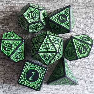 Dragonborn Knight Green 7 Pc Dice Set Dragon Hoard - Etsy