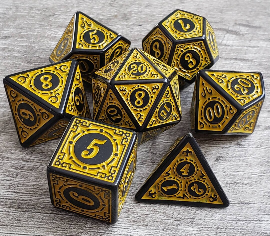 Dragonborn Knight Yellow 7 Pc Dice Set Dragon Hoard Tabletop RPG Dice ...