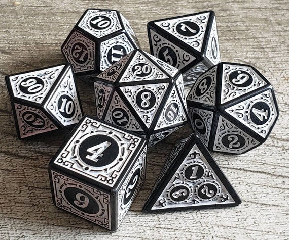 Dragonborn Knight White 7 Pc Dice Set Dragon Hoard - Etsy