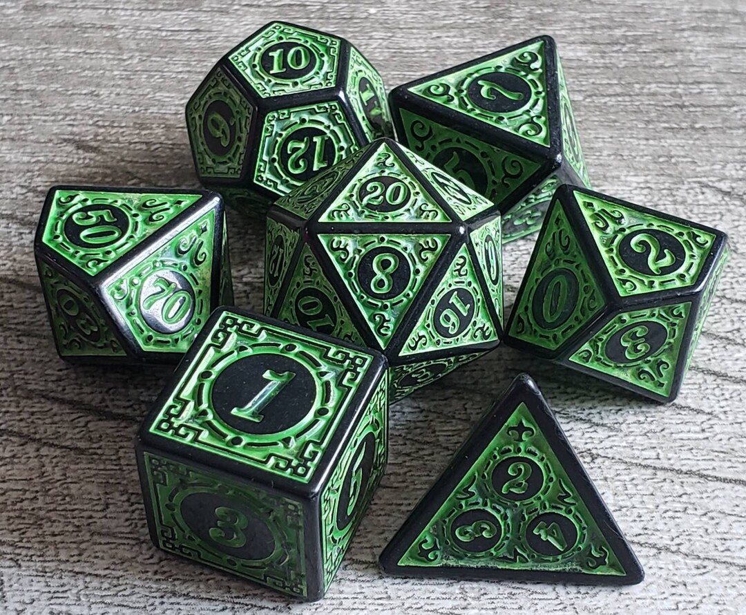 Dragonborn Knight Green 7 Pc Dice Set Dragon Hoard - Etsy